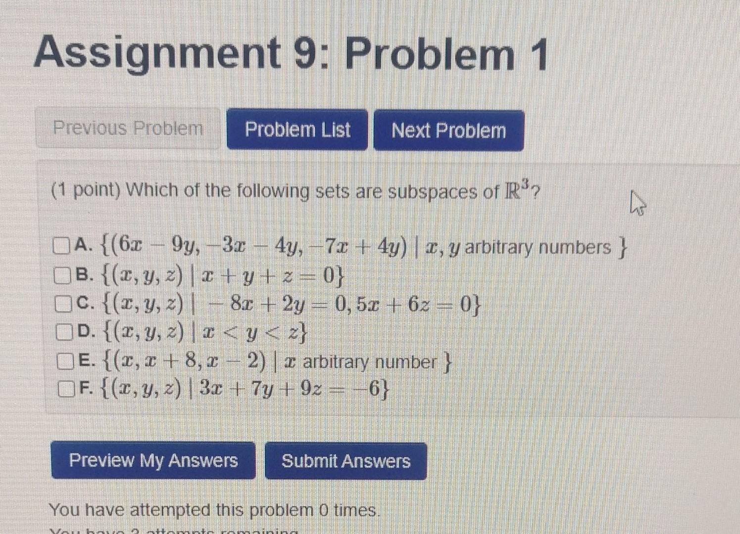 Solved Assignment 9: Problem 1 (1 point) Which of the | Chegg.com