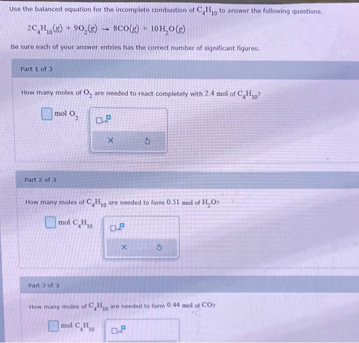 Solved Use the balanced equation for the incomplete | Chegg.com