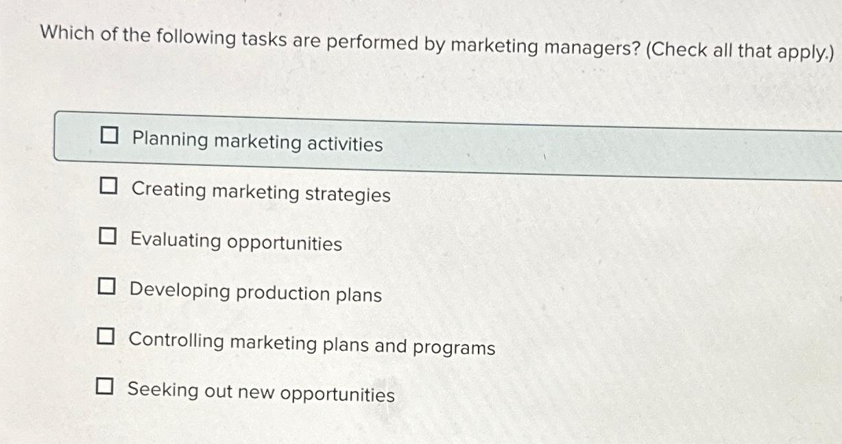 Solved Which of the following tasks are performed by | Chegg.com