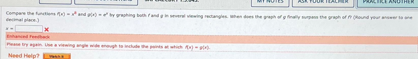 Solved Compare the functions f(x)=x8 ﻿and g(x)=ex ﻿by | Chegg.com