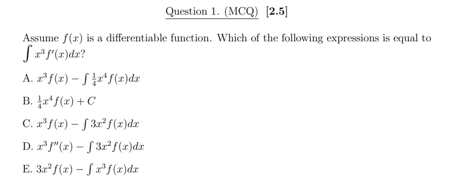 Solved Assume f(x) is a differentiable function. Which of | Chegg.com