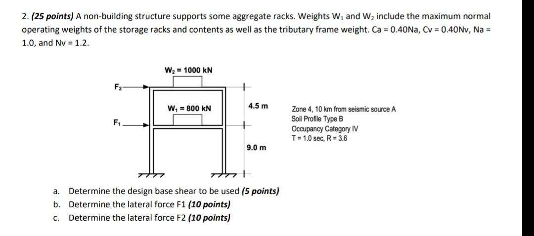 Solved 2. (25 points) A non-building structure supports some | Chegg.com