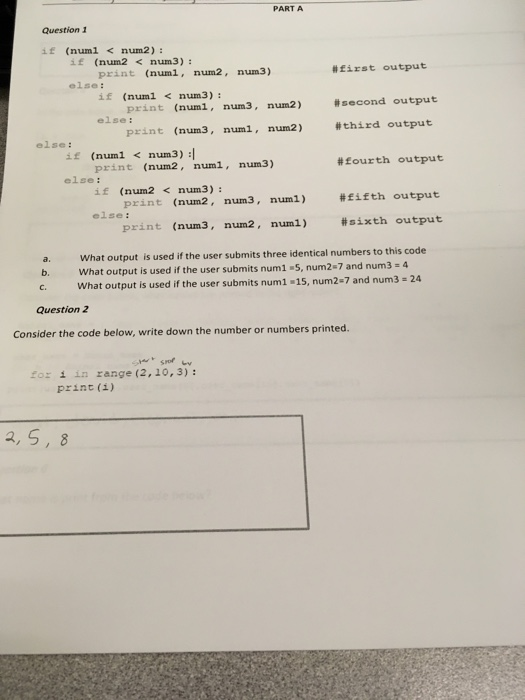 Solved Part A Question 1 If Numl 
