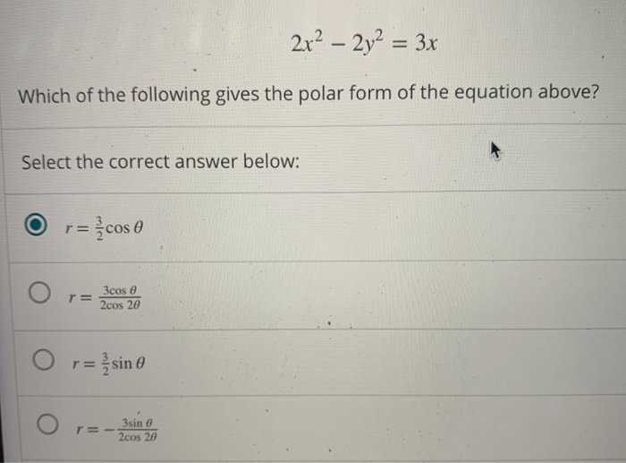 Solved Which of the following gives the polar form of the | Chegg.com