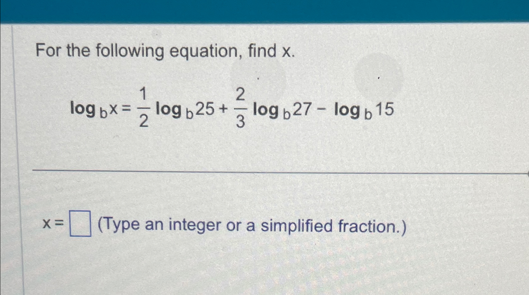 Solved For the following equation, find | Chegg.com