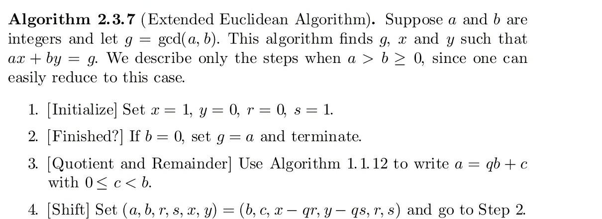Solved 2.2 Compute the following gcd's using Algorithm 1.1. | Chegg.com