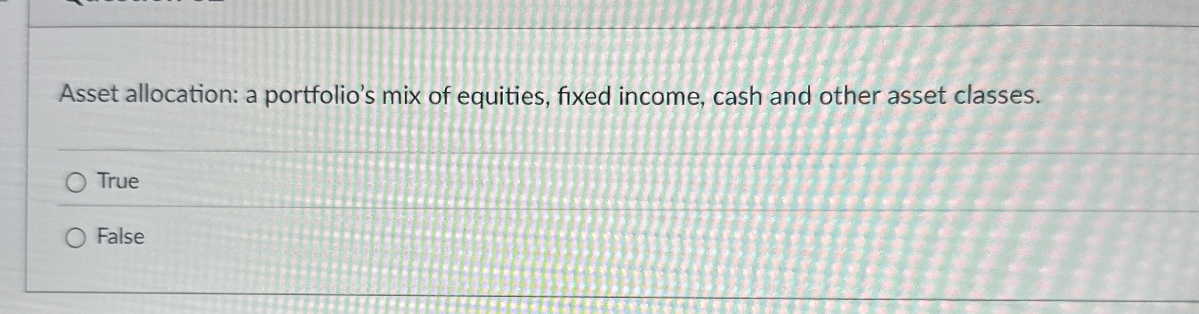 Solved Asset allocation: a portfolio's mix of equities, | Chegg.com