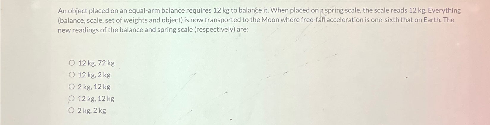 Solved An object placed on an equal-arm balance requires | Chegg.com