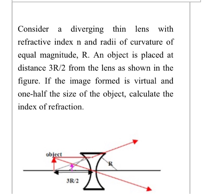 Solved Consider a diverging thin lens with refractive index | Chegg.com