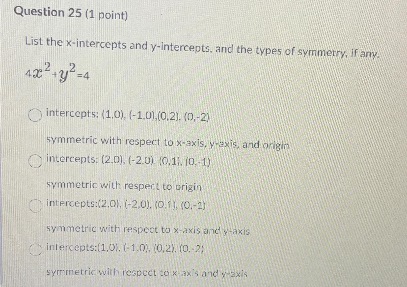 Solved Question 25 (1 ﻿point)List the x-intercepts and | Chegg.com