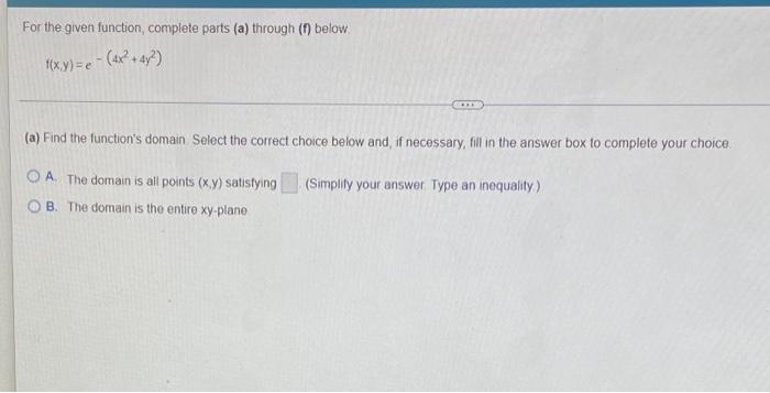 Solved For the given function, complete parts (a) through | Chegg.com