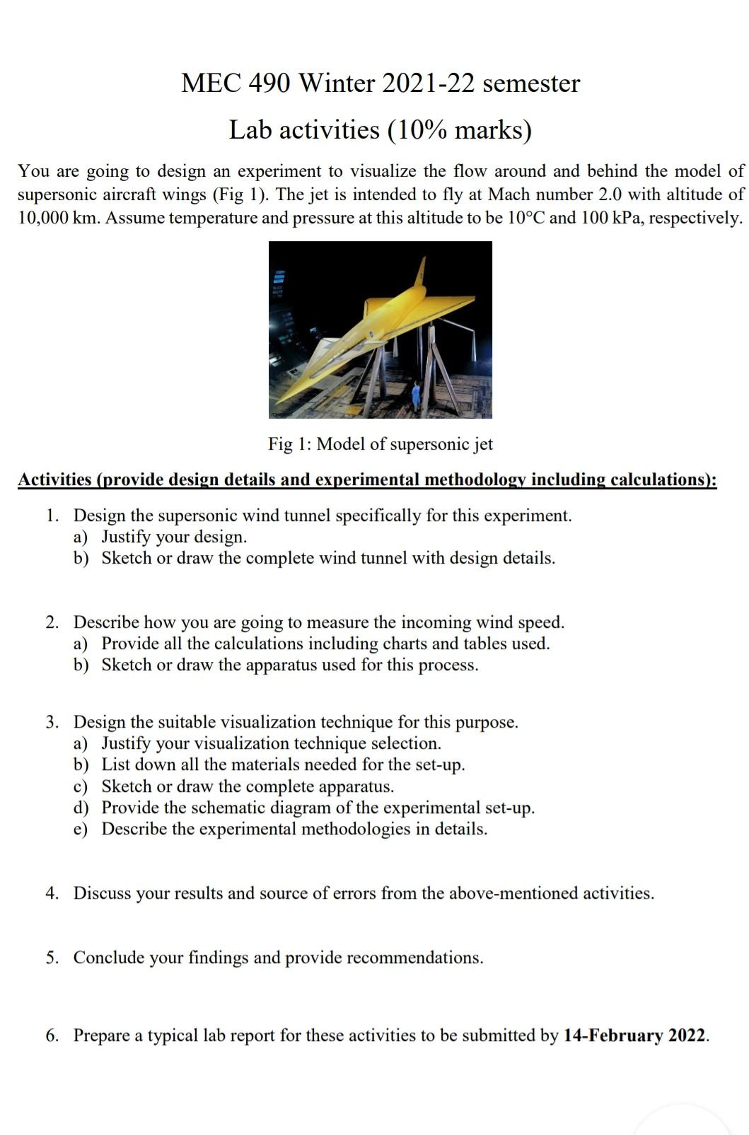 MEC 490 Winter 2021-22 semester Lab activities (10% | Chegg.com