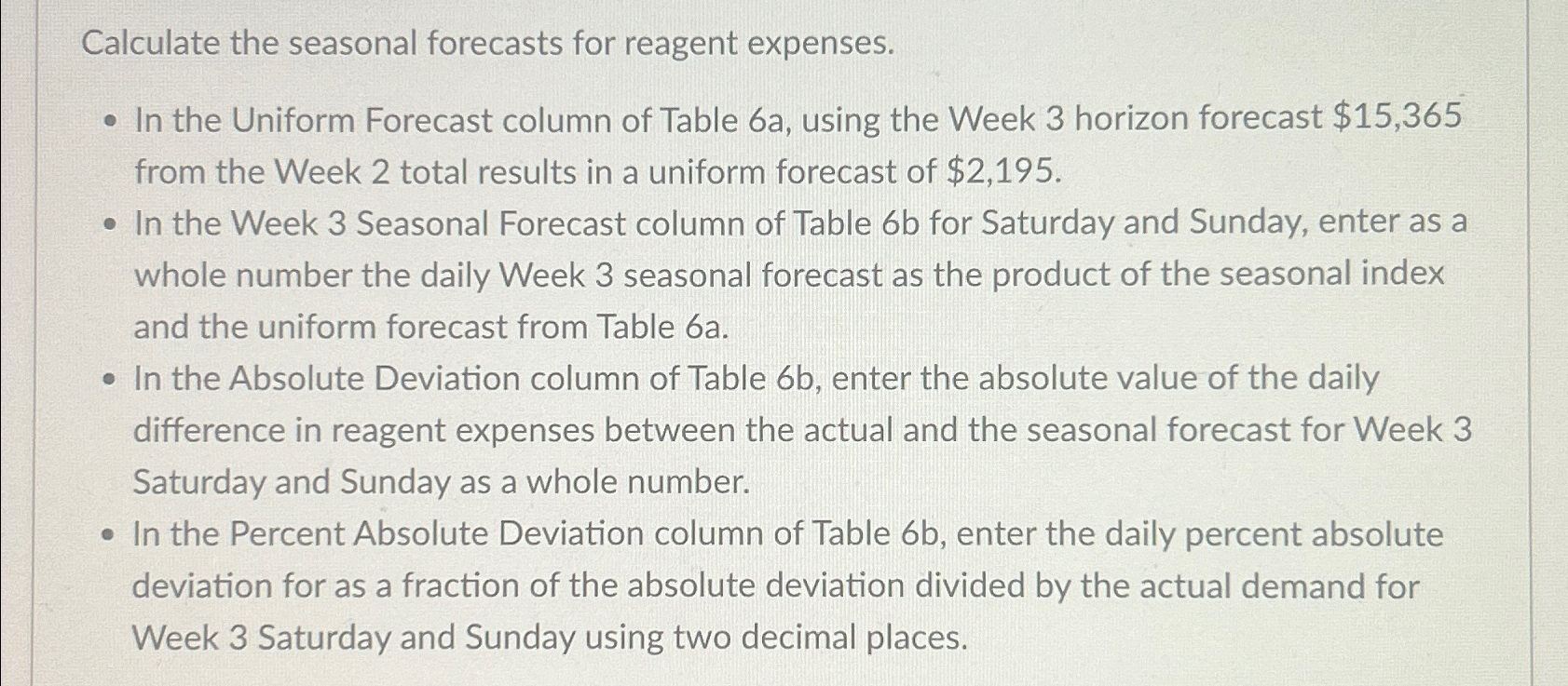 Solved Calculate the seasonal forecasts for reagent | Chegg.com