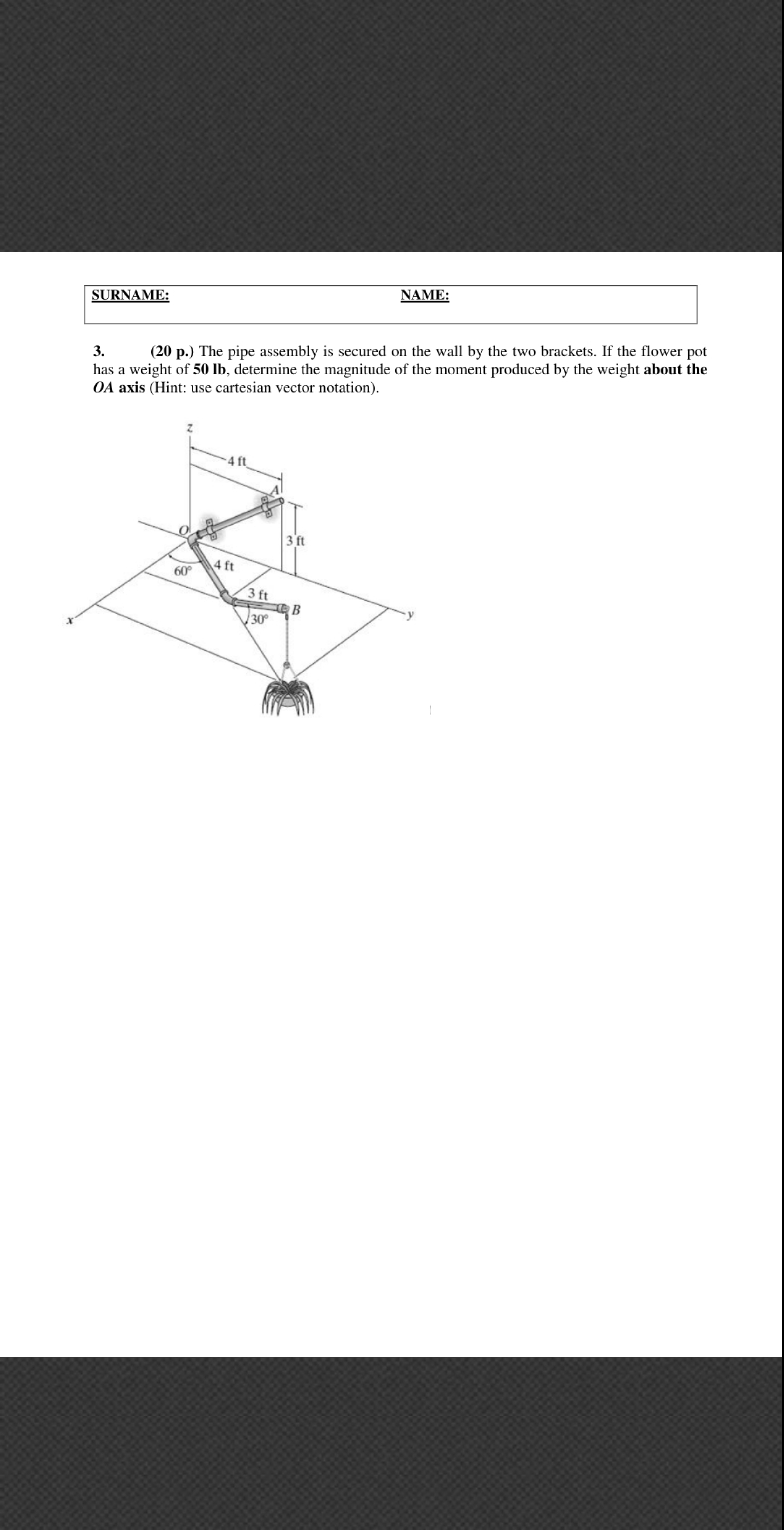 Solved The pipe assembly is secured on the wall by the two | Chegg.com