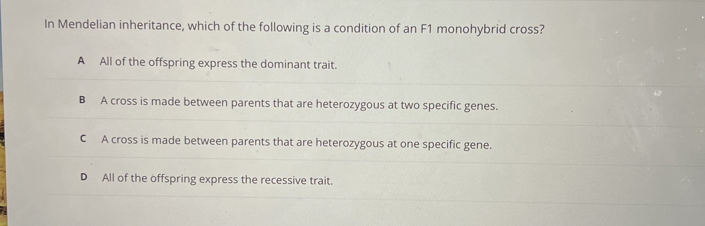Solved In Mendelian inheritance, which of the following is a | Chegg.com