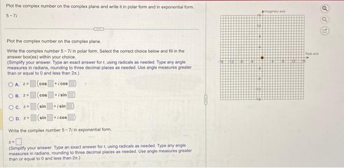 Plot the complex number on the complex plane and | Chegg.com
