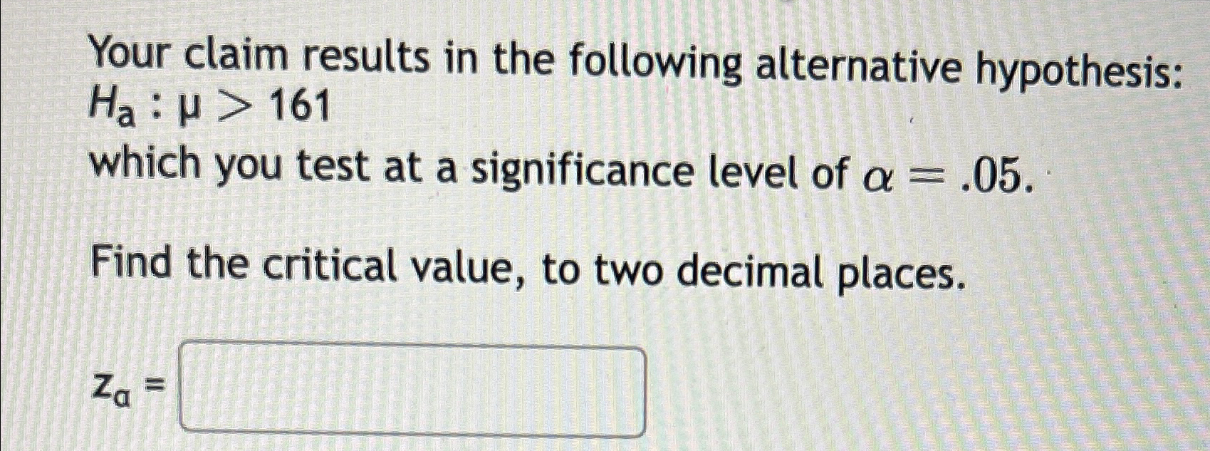 Solved Your claim results in the following alternative | Chegg.com