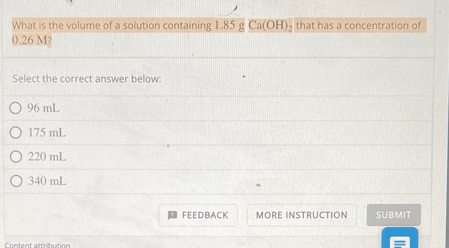 Solved What is the volume of a solution containing | Chegg.com