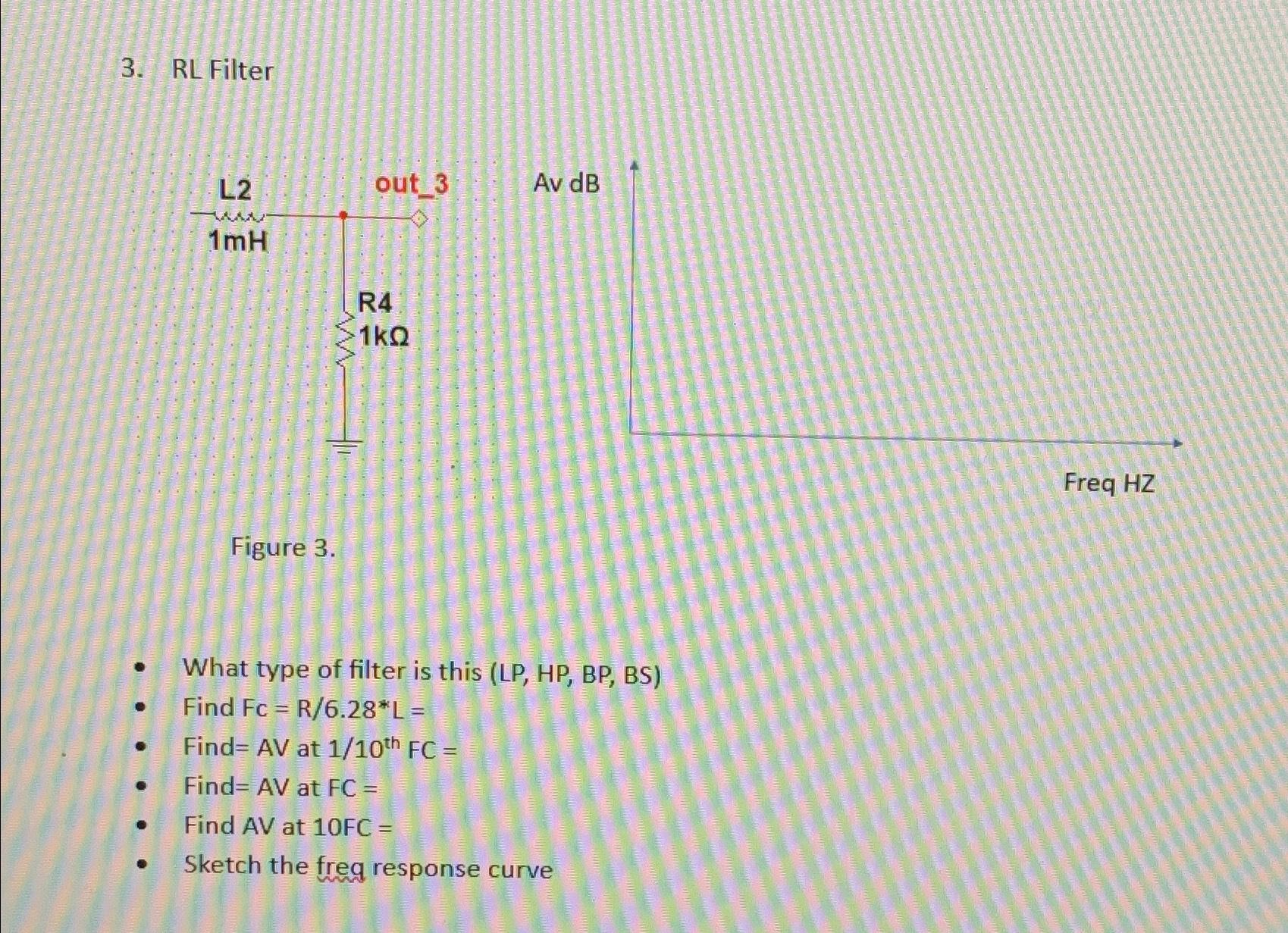 Solved I need calculations and graph RL FilterFigure 3.What | Chegg.com