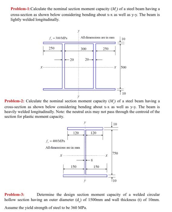 Solved Problem-1:Calculate the nominal section moment | Chegg.com