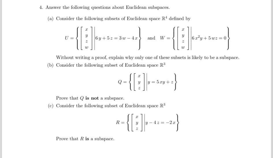 Solved Answer the following questions about Euclidean | Chegg.com