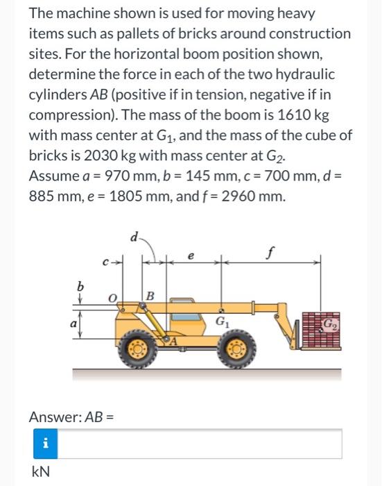 Solved The machine shown is used for moving heavy items such | Chegg.com