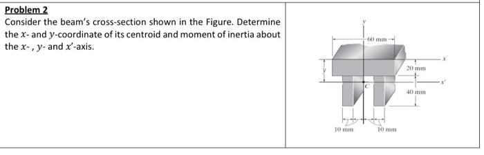 Solved Problem 2 Consider the beam's cross-section shown in | Chegg.com