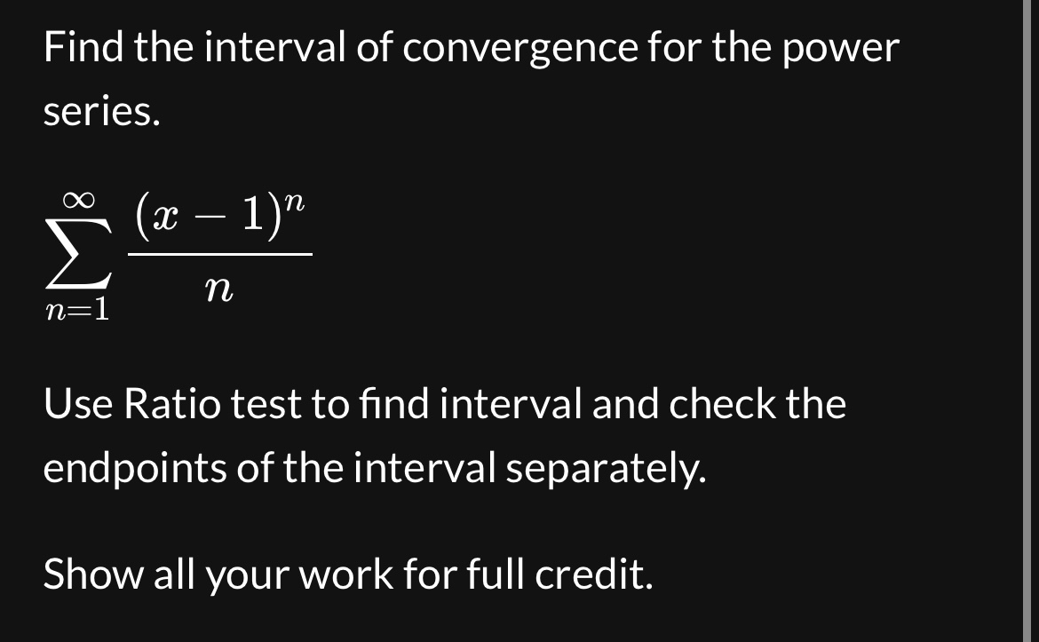Solved Find the interval of convergence for the power | Chegg.com
