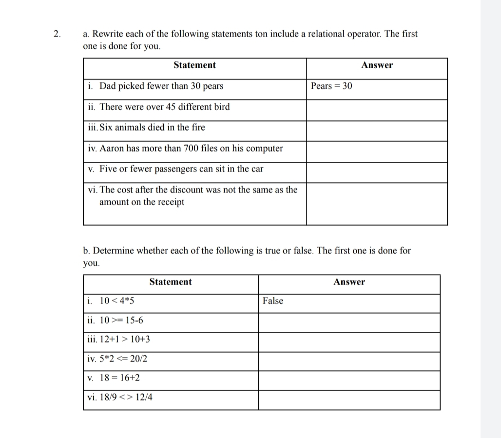 Solved a. ﻿Rewrite each of the following statements ton | Chegg.com