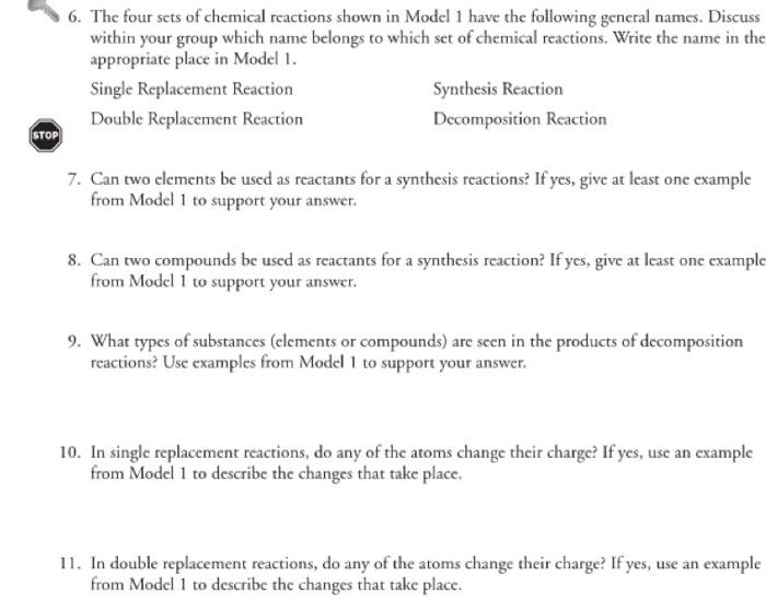 Solved Types of Chemical Reactions Do atoms rearrange in | Chegg.com