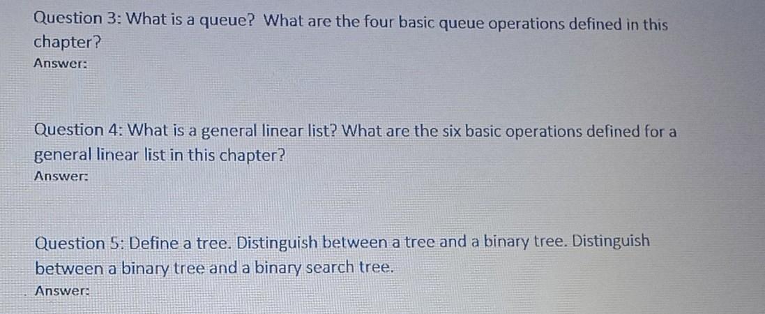 Solved Question 1: Name three types of data structures. | Chegg.com