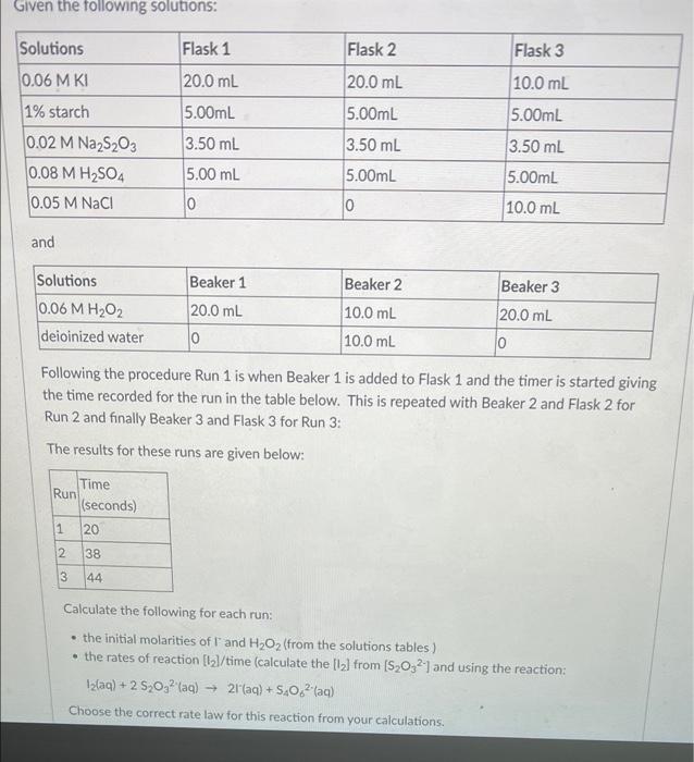 Solved Given the following solutions: Flask 1 Flask 2 Flask | Chegg.com