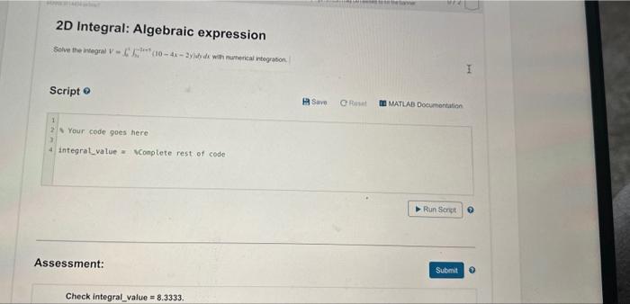 2D Integral: Algebraic expression | Chegg.com