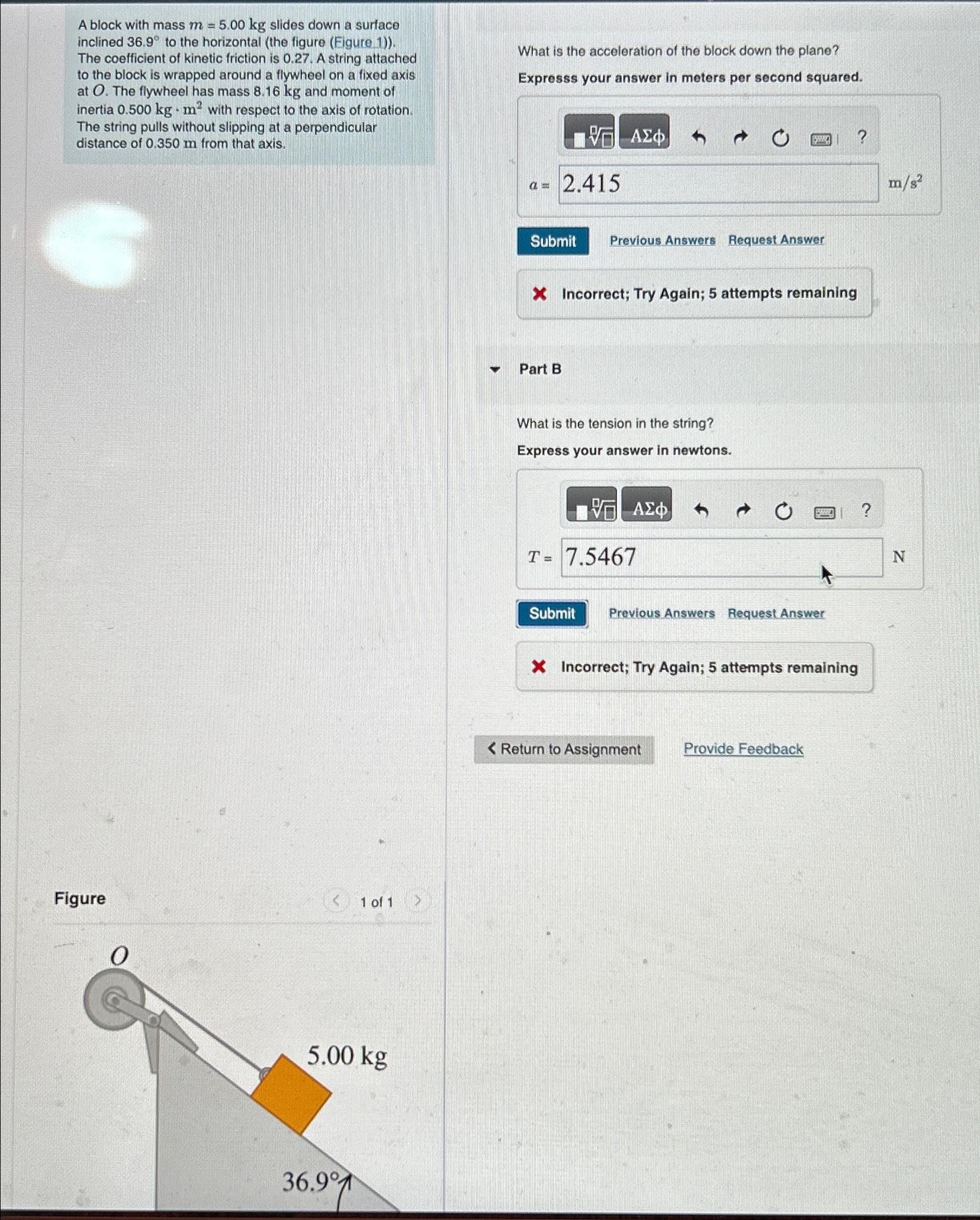 Solved A block with mass m=5.00kg ﻿slides down a surface | Chegg.com