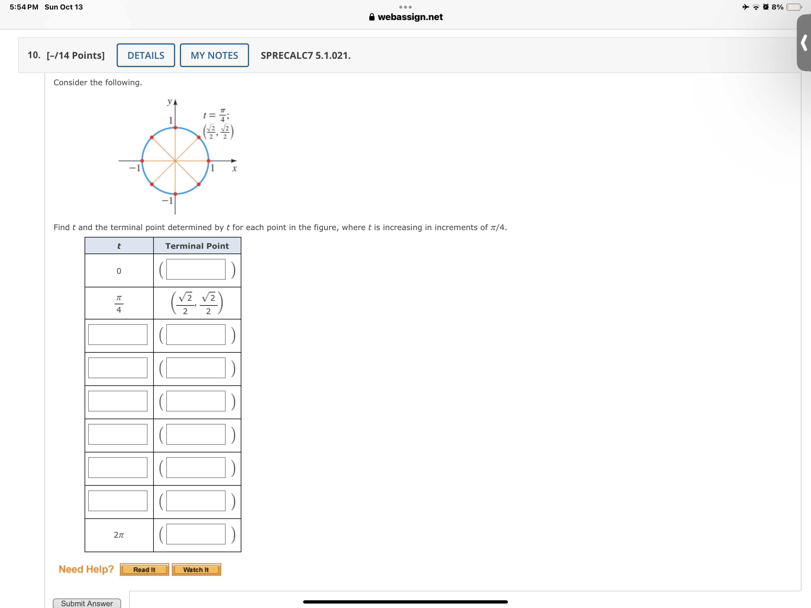 Solved [-/14 ﻿Points]SPRECALC7 5.1.021.Consider the | Chegg.com