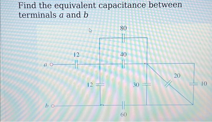 Solved Find the equivalent capacitance between terminals a | Chegg.com