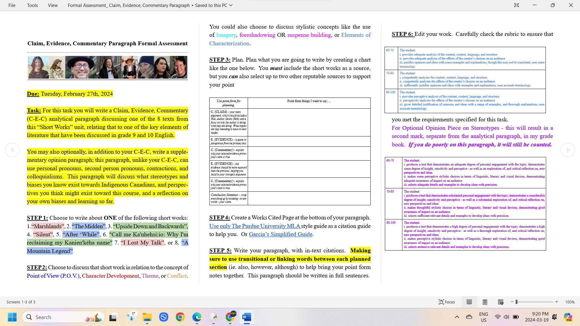 Solved Claim, Evidence, Commentary Paragraph Formal | Chegg.com