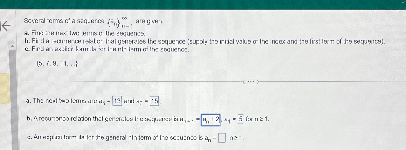 Solved Several terms of a sequence {an}n=1∞ ﻿are given.a. | Chegg.com