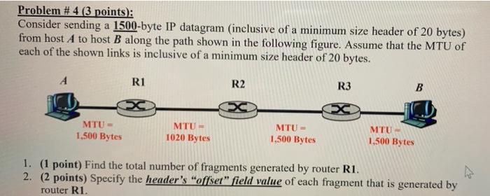 Solved Problem # 4 (3 points): Consider sending a 1500-byte | Chegg.com