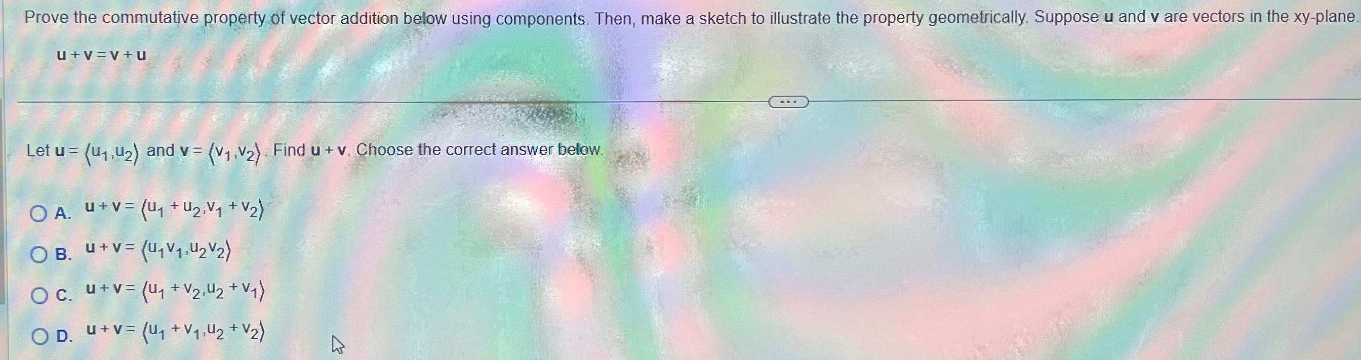 Solved Prove the commutative property of vector addition | Chegg.com