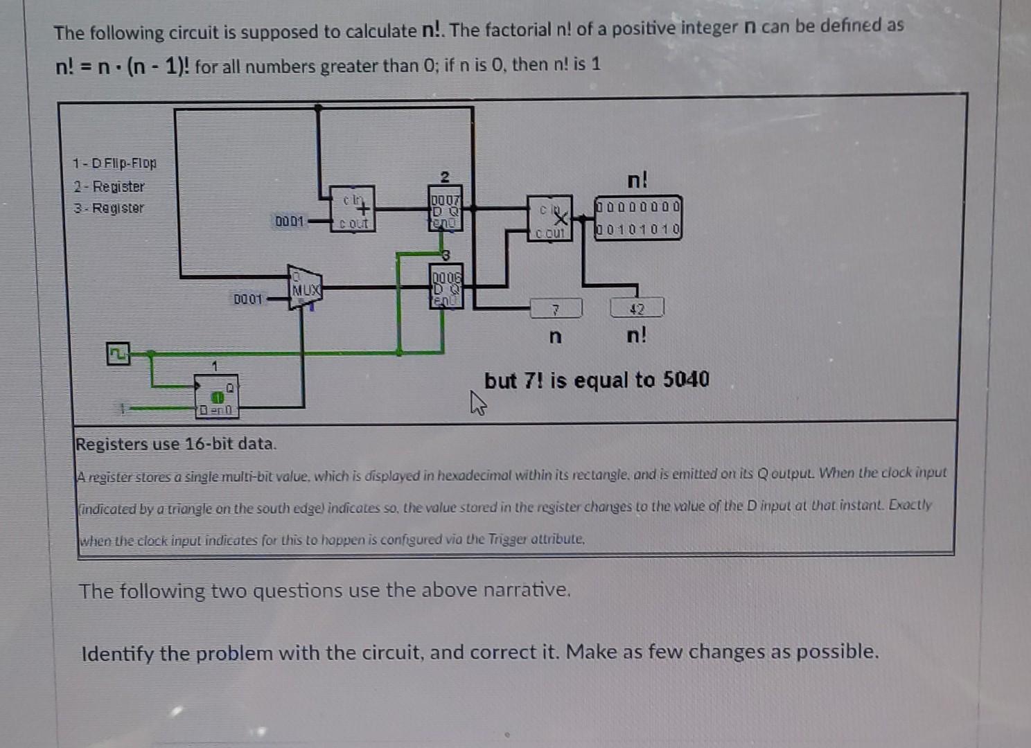 Solved The following circuit is supposed to calculate n!. | Chegg.com