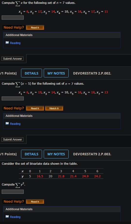 Solved Compute ∑??x ﻿for the following set of n=7 | Chegg.com