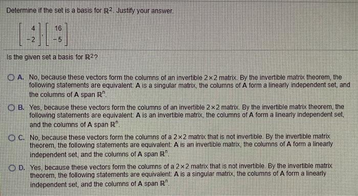 Solved Determine if the set is a basis for R2 Justify your | Chegg.com