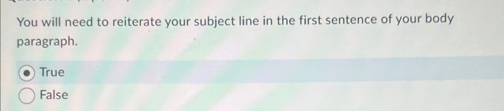 Solved You will need to reiterate your subject line in the | Chegg.com