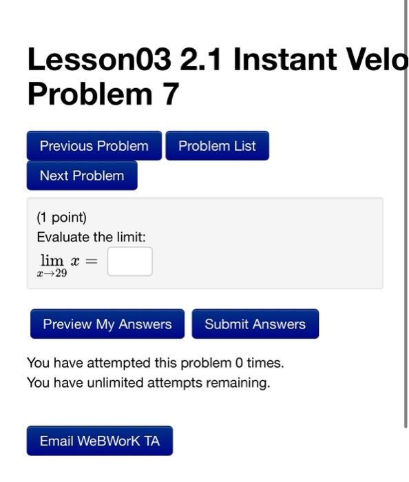 Solved Lesson03 2.1 Instant Velo Problem 4 (1 point) The | Chegg.com