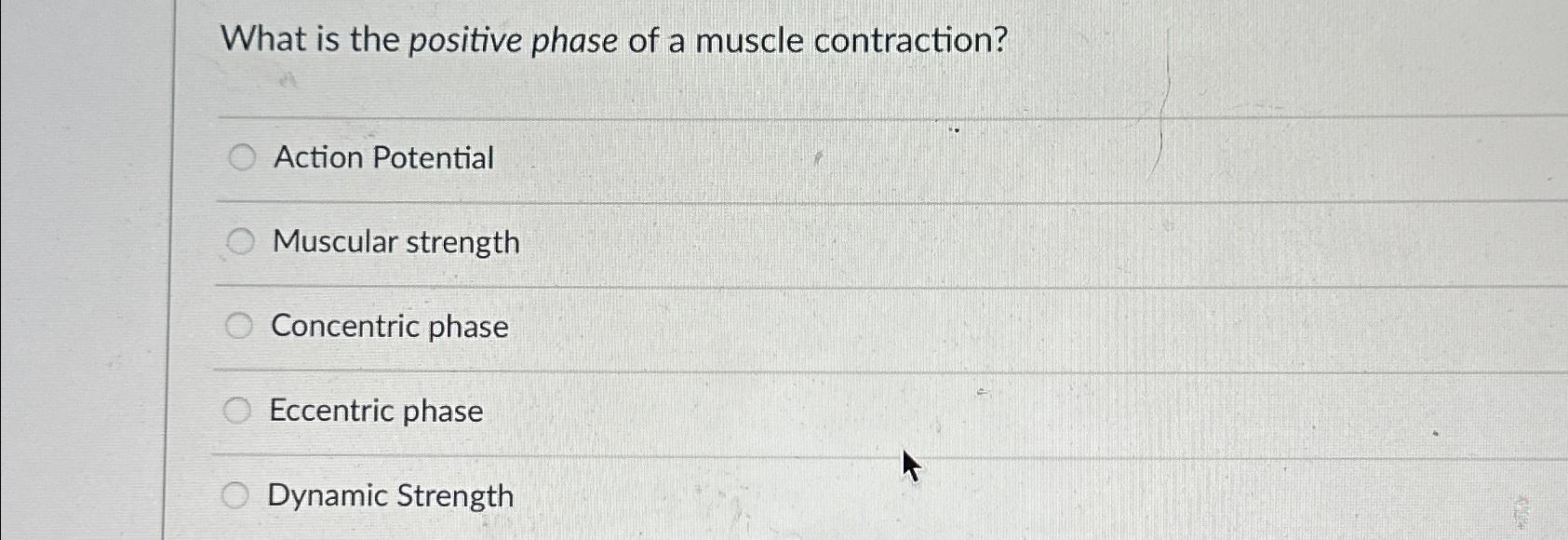 What is the positive phase of a muscle | Chegg.com