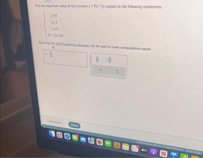 Solved Ind The Maximum Value Of The Function Z 9x 3y Subject