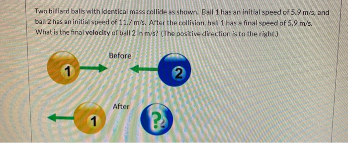 Solved Two billiard balls with identical mass collide as | Chegg.com