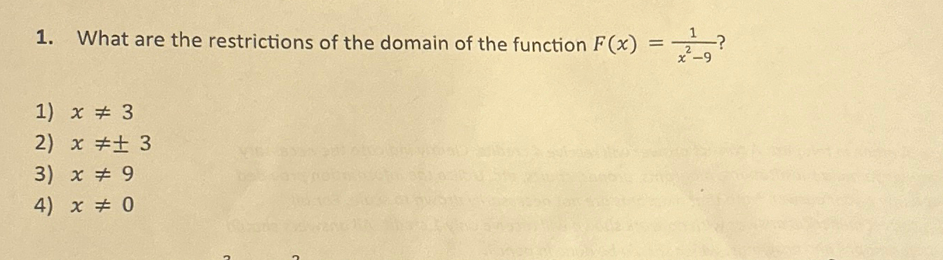 Solved What are the restrictions of the domain of the | Chegg.com