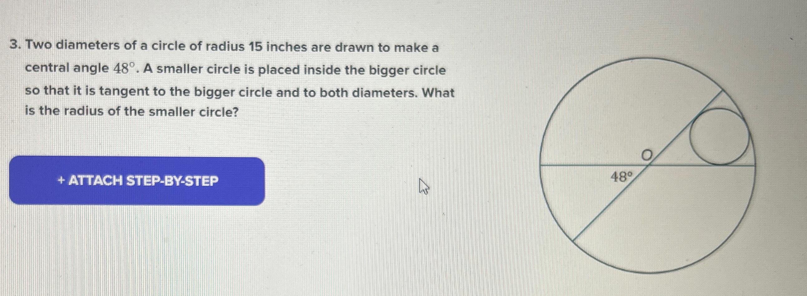 Solved Two diameters of a circle of radius 15 ﻿inches are | Chegg.com